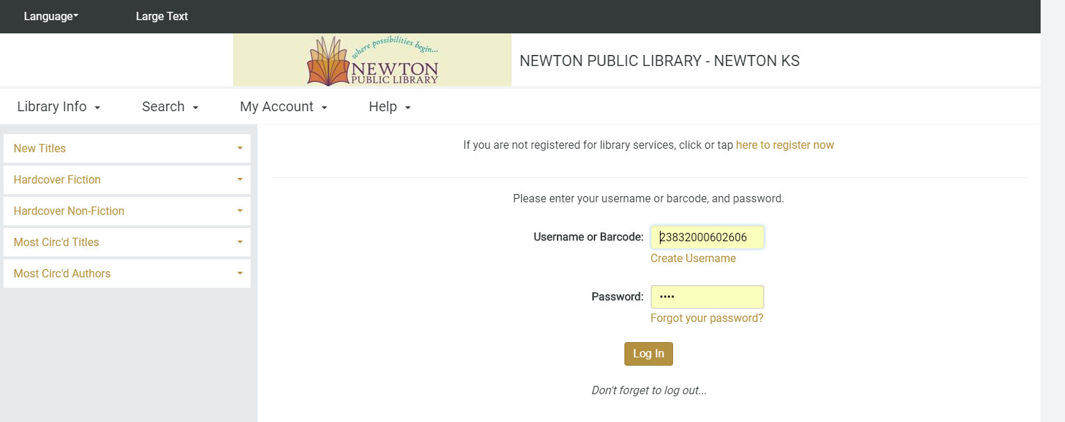 My Library Account - Newton Public Library
